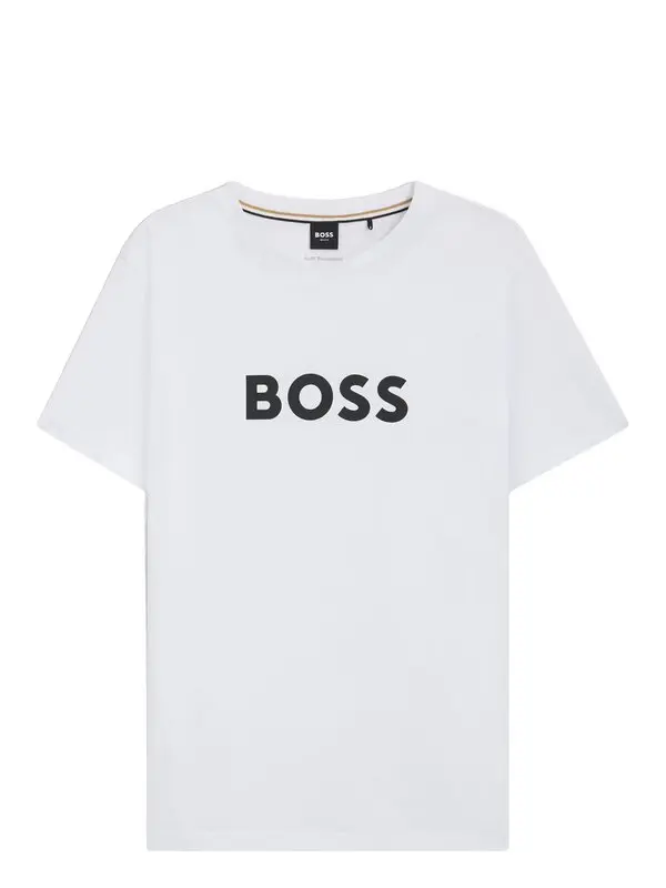 BOSS Cotton-jersey T-shirt With Logo Print - White