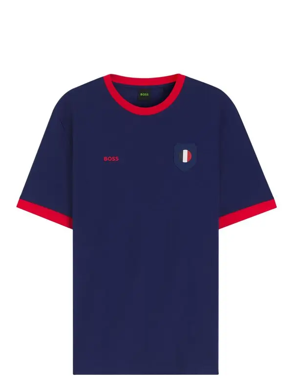 BOSS Stretch-cotton T-shirt With Country Flag And Logo - France