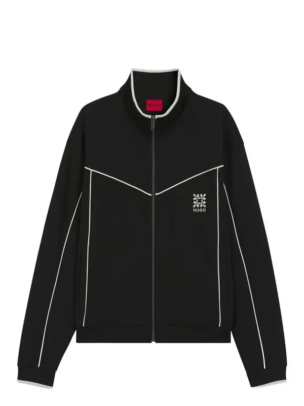 Hugo Cotton-blend Track Jacket With Embroidered Logo - Black