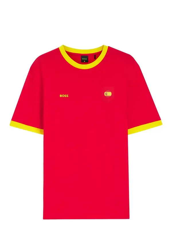 BOSS Stretch-cotton T-shirt With Country Flag And Logo - Spain