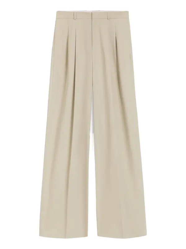BOSS Wide-leg Trousers In Stretch Cotton - Light Beige