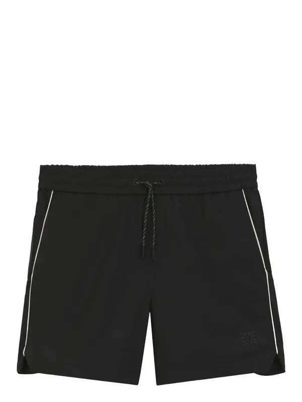 Hugo Contrast-piping Shorts With Water-repellent Finish - Black