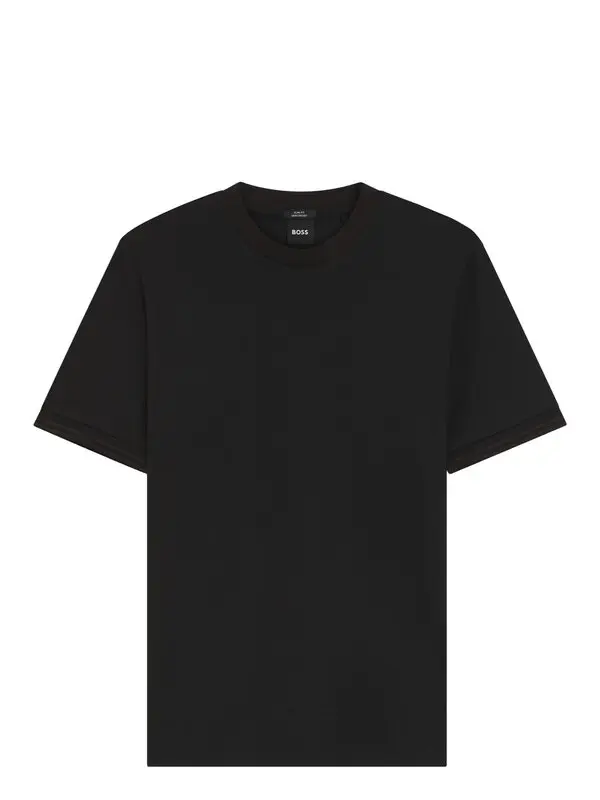 BOSS Contrast-tipping Slim-fit T-shirt In Mercerised Cotton - Black