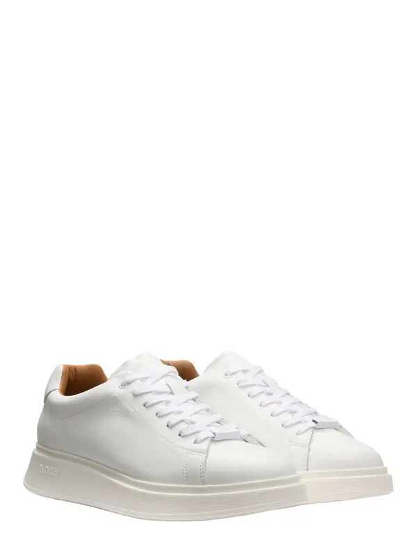 BOSS Leather Trainers With Rubber Outsole - White