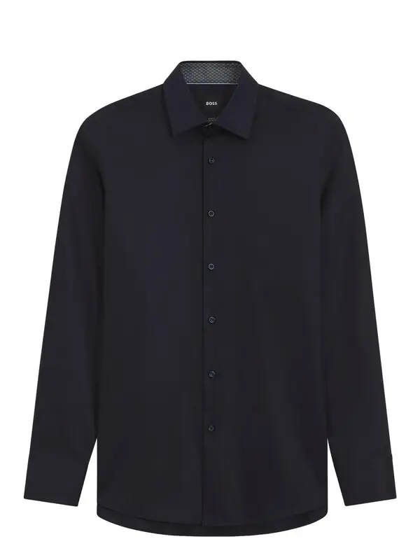 BOSS Easy-iron Slim-fit Shirt In Cotton Poplin - Dark Blue
