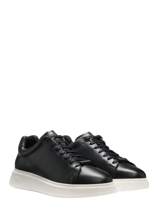 BOSS Leather Trainers With Rubber Outsole - Black