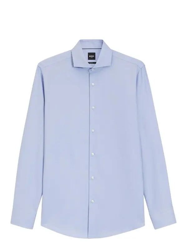 BOSS Slim-fit Shirt In Structured Wrinkle-free Cotton - Light Blue