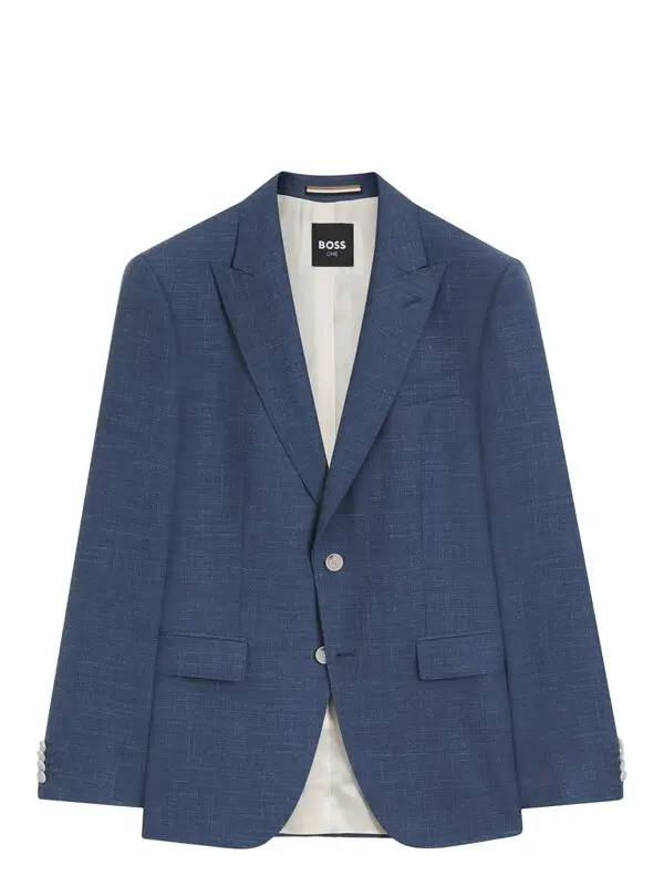 BOSS One Slim-fit Jacket In Virgin Wool - Light Blue