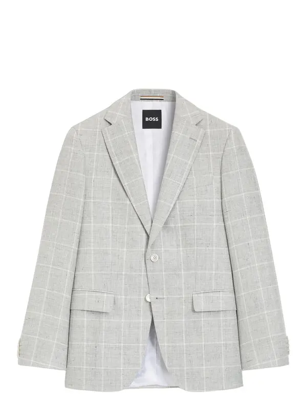 BOSS Checked Slim-fit Jacket - Light Grey