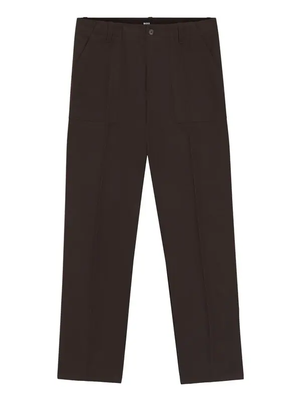 BOSS Relaxed Fit Twill-cotton Trousers - Dark Brown
