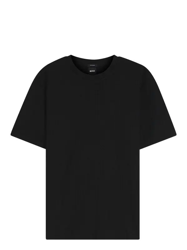 BOSS Geometric-jacquard T-shirt In Cotton - Black