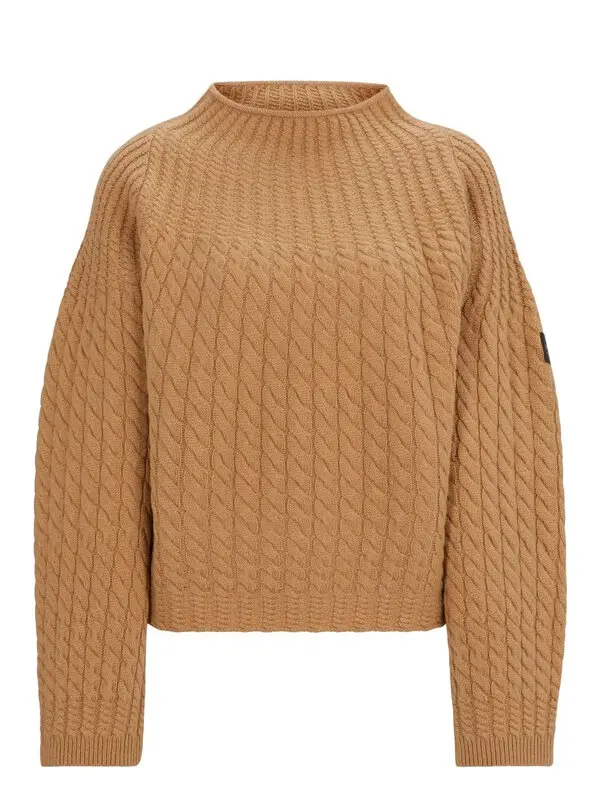 BOSS Cropped Wool-cashmere Cable Knit Sweater - Beige
