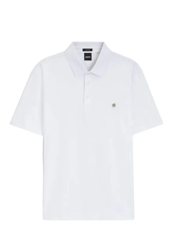BOSS Double-monogram Polo Shirt In Mercerised Cotton - White