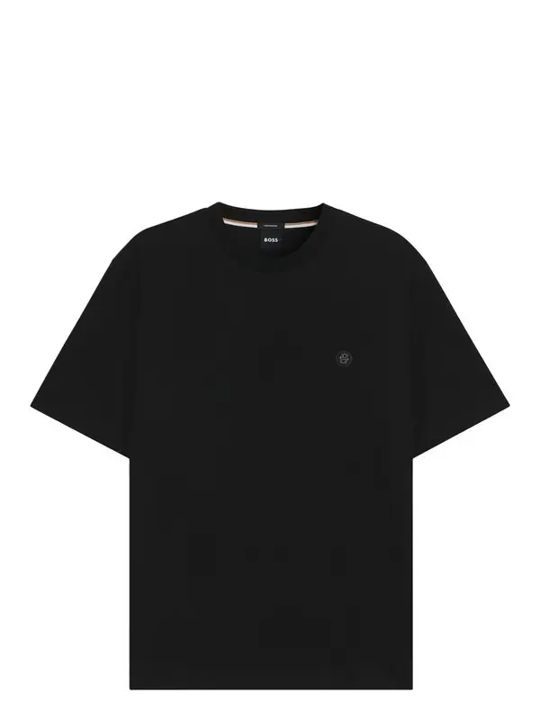 BOSS Mercerised-cotton T-shirt With Double B Monogram - Black