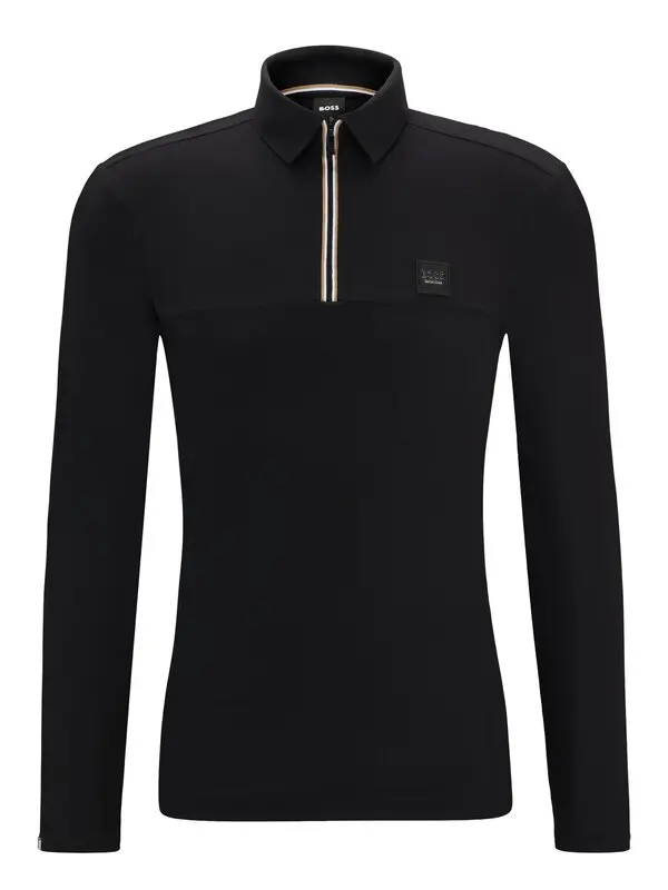 BOSS Equestrian Training Shirt In Quick-dry Material - Black