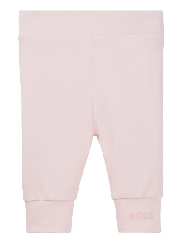 BOSS Baby Leggings In Stretch Cotton With Logo-print Hem - Light Pink