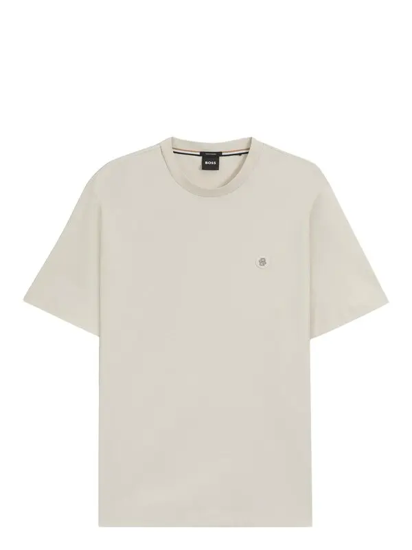 BOSS Mercerised-cotton T-shirt With Double B Monogram - White