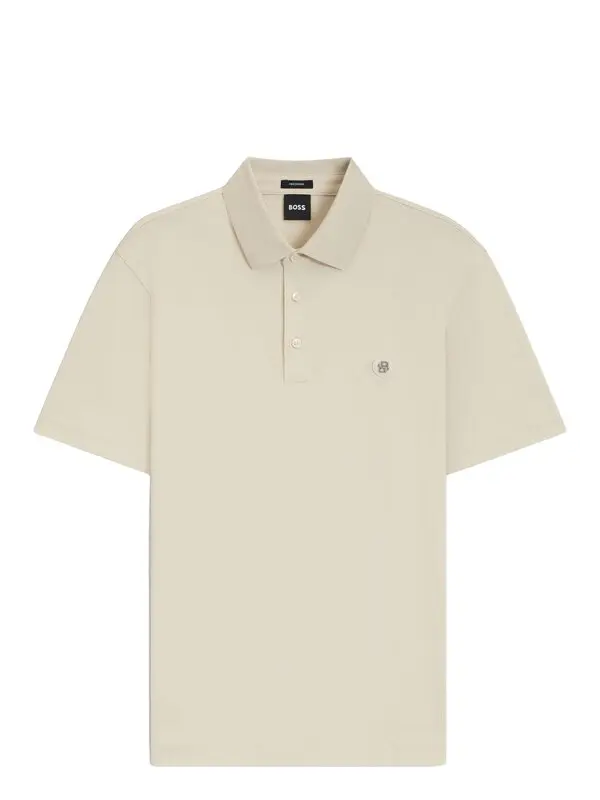 BOSS Double-monogram Polo Shirt In Mercerised Cotton - White