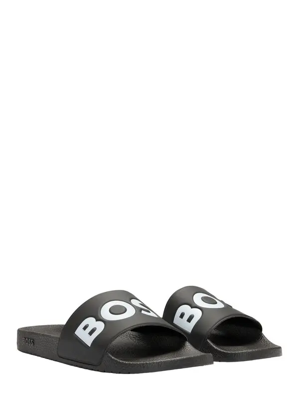 BOSS Italian-made Slides With Logo - Black