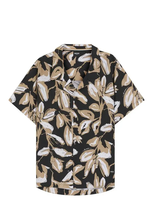 BOSS Regular-fit Shirt With All-over Print - Black