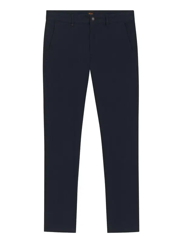 BOSS Slim-fit Trousers In Stretch-cotton Dobby - Dark Blue