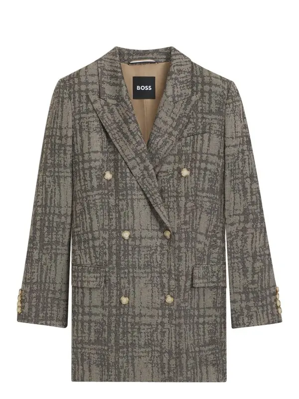 BOSS Regular-fit Blazer With Herringbone Check - Patterned