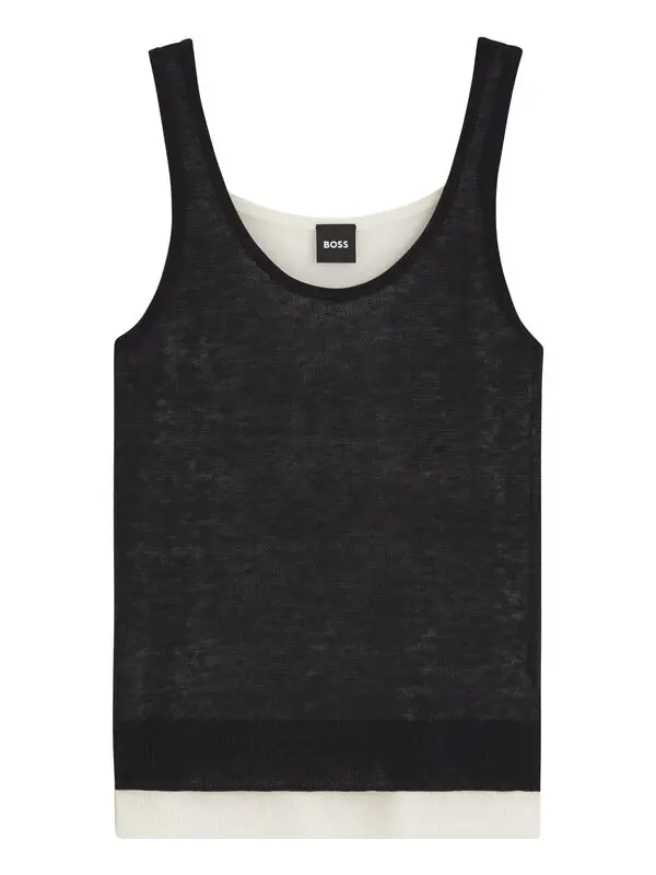BOSS Knitted Vest Top - Black