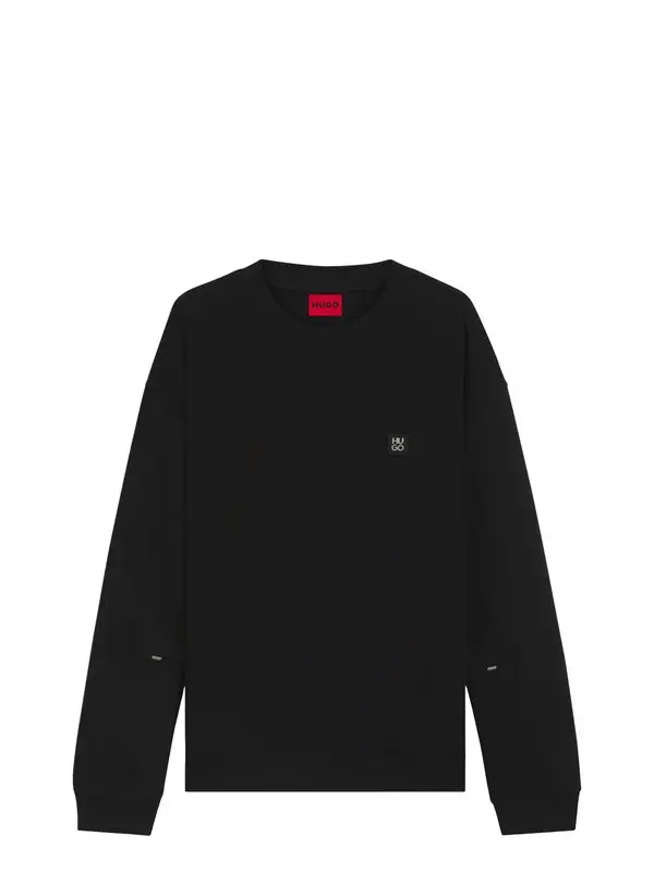 Hugo Stacked-logo Cotton-blend Sweatshirt - Black