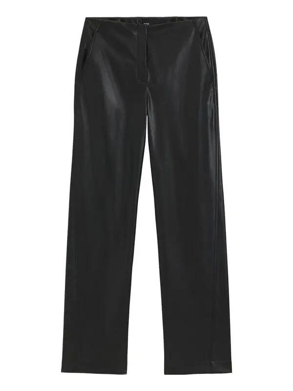 BOSS Straight-leg Faux Leather Trousers - Black