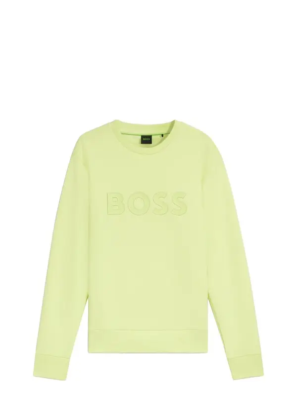 BOSS Stretch Cotton Sweatshirt With Logo - Light Green