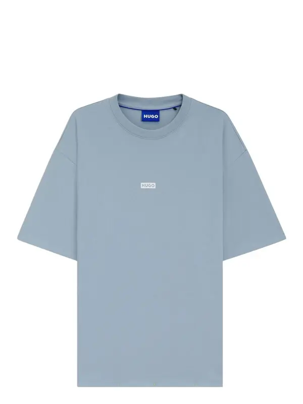 Hugo Logo-print T-shirt In Cotton Jersey - Light Blue