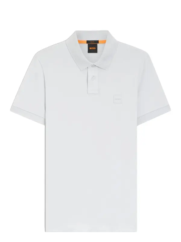BOSS Stretch-cotton Slim-fit Polo Shirt With Logo Patch - Light Grey