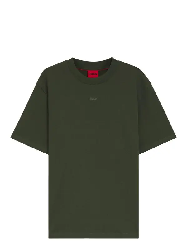 Hugo Relaxed-fit Cotton-jersey T-shirt With Logo Print - Dark Green