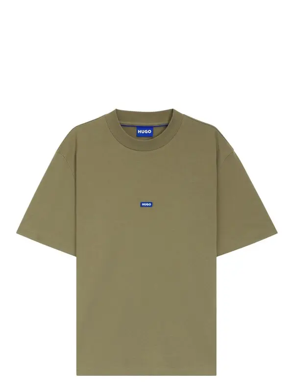 Hugo Cotton-jersey T-shirt With Blue Logo Patch - Light Green