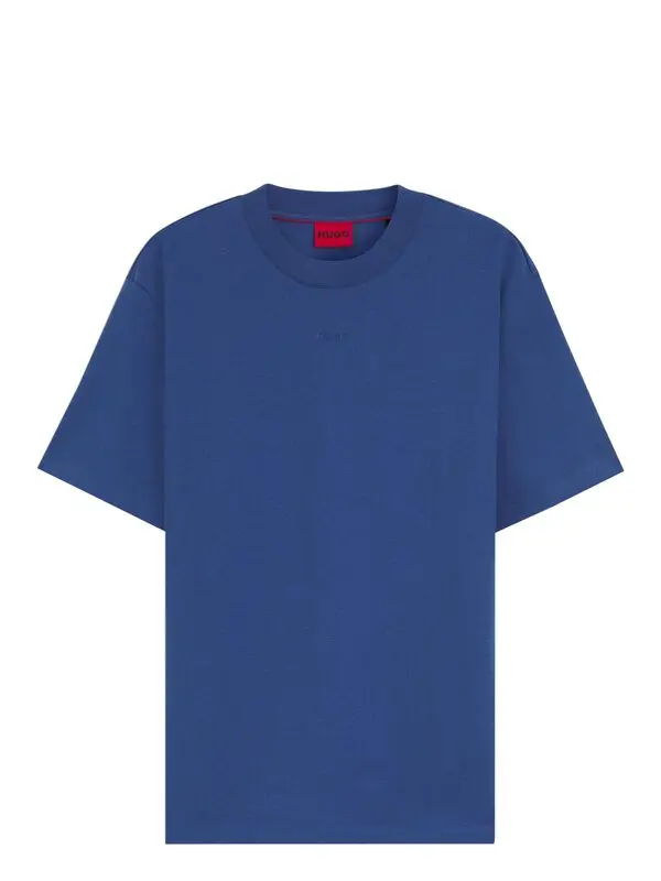 Hugo Relaxed-fit Cotton-jersey T-shirt With Logo Print - Blue