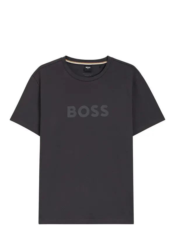 BOSS Cotton-jersey T-shirt With Logo Print - Dark Grey