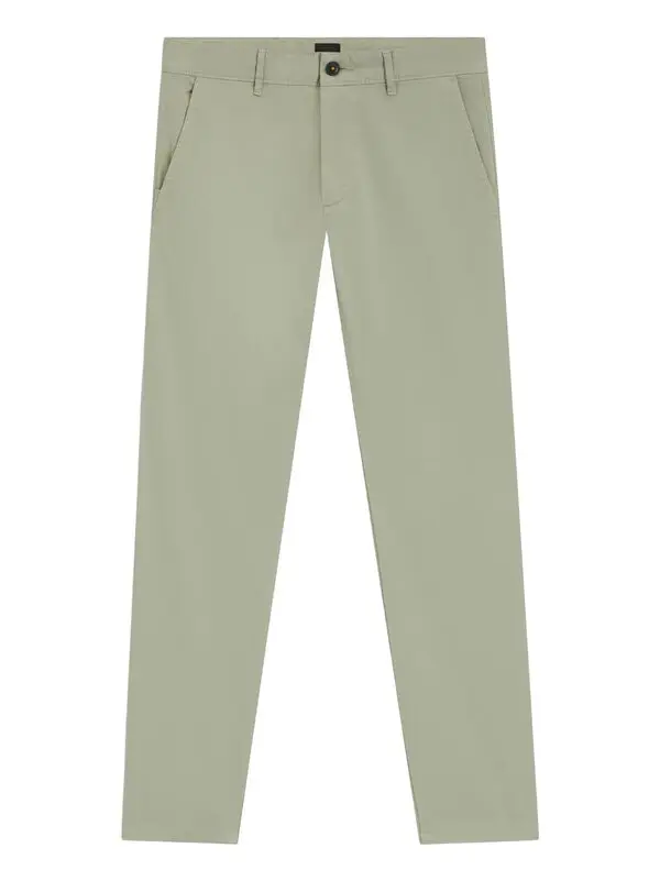 BOSS Slim-fit Chinos In Stretch-cotton Satin - Light Green