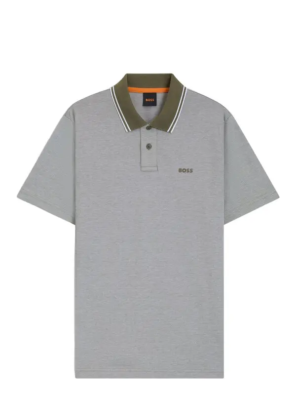 BOSS Logo-print Polo Shirt In Cotton Piqu - Light Green