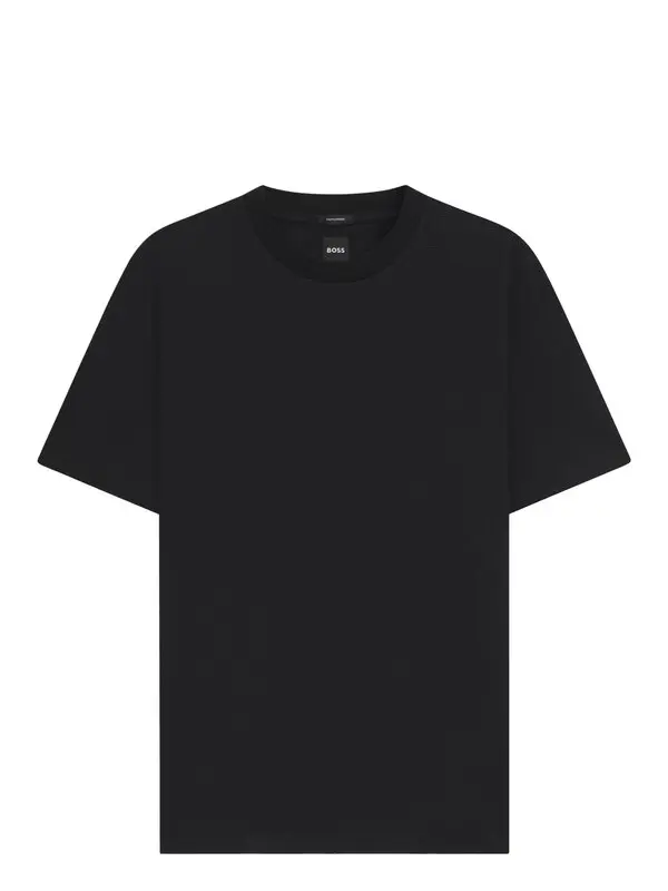 BOSS Micro-pattern T-shirt In Mercerised Cotton - Black