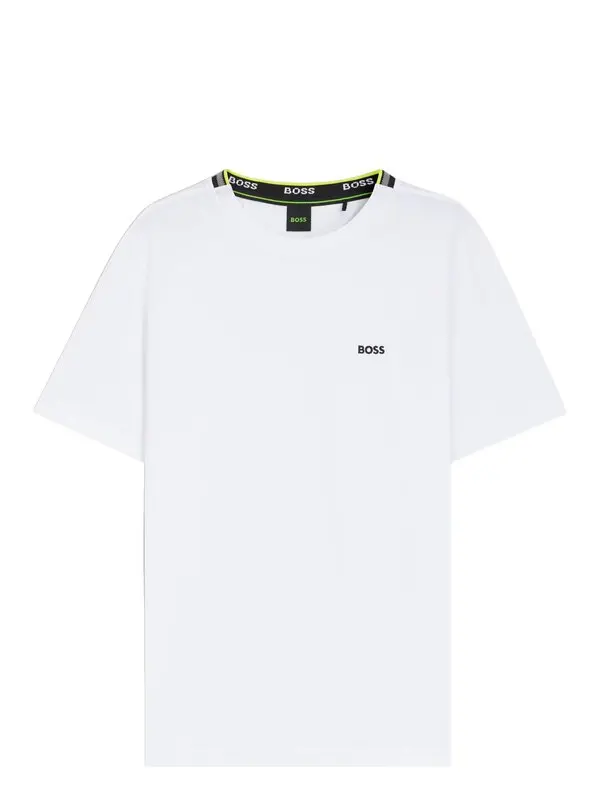 BOSS Embroidered-logo T-shirt In Cotton Piqu - White