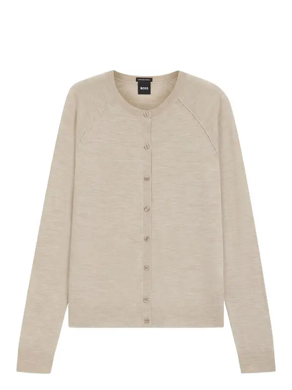 BOSS Fine Merino Wool Cardigan - Light Beige