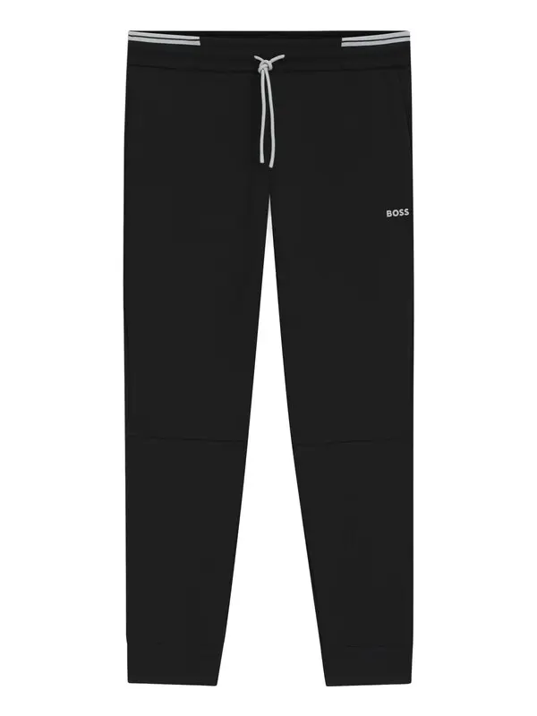 BOSS Stripe-detail Tracksuit Bottoms In A Cotton Blend - Black