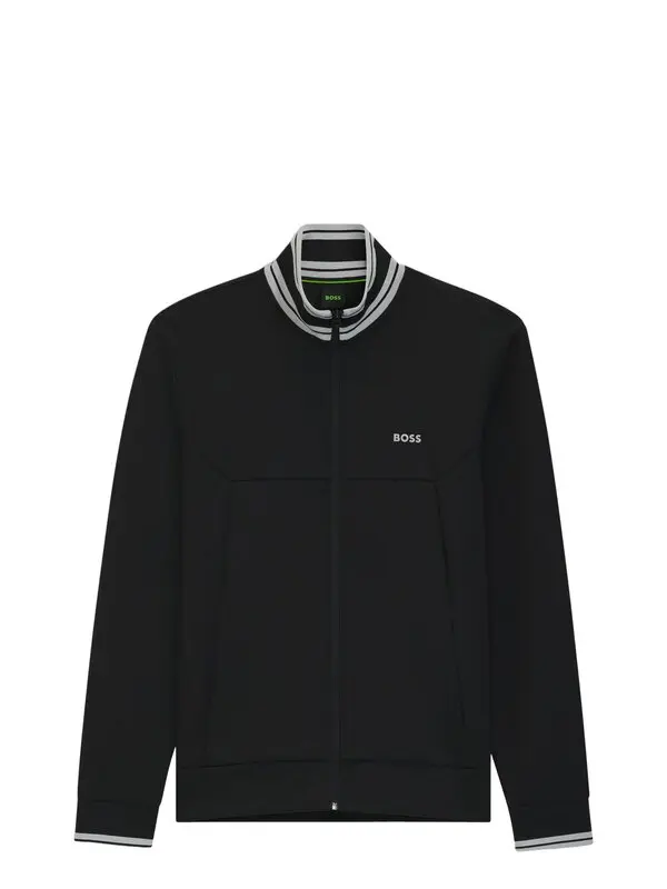 BOSS Stripe-detail Zip-up Sweatshirt - Black