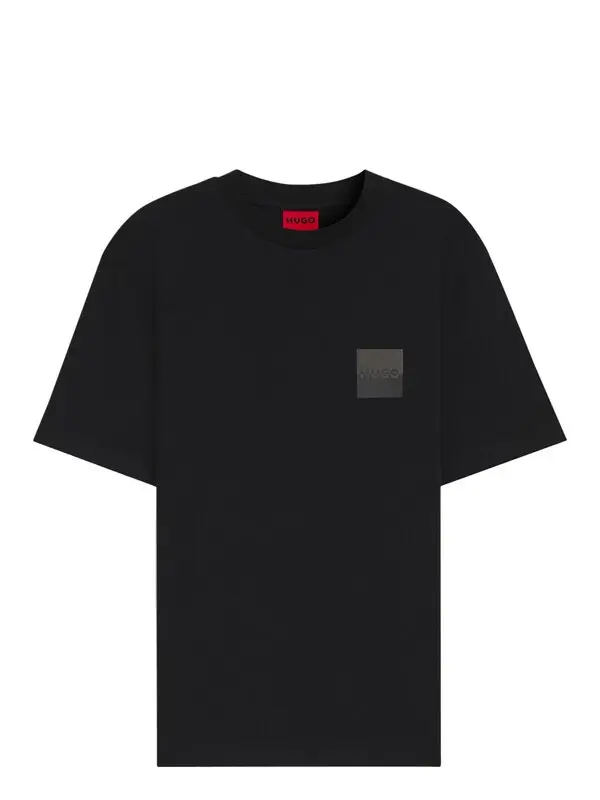 Hugo Split-logo T-shirt In Cotton Jersey - Black