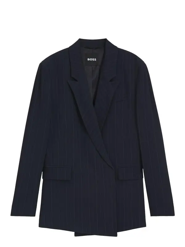 BOSS Relaxed-fit Pinstripe Blazer - Dark Blue