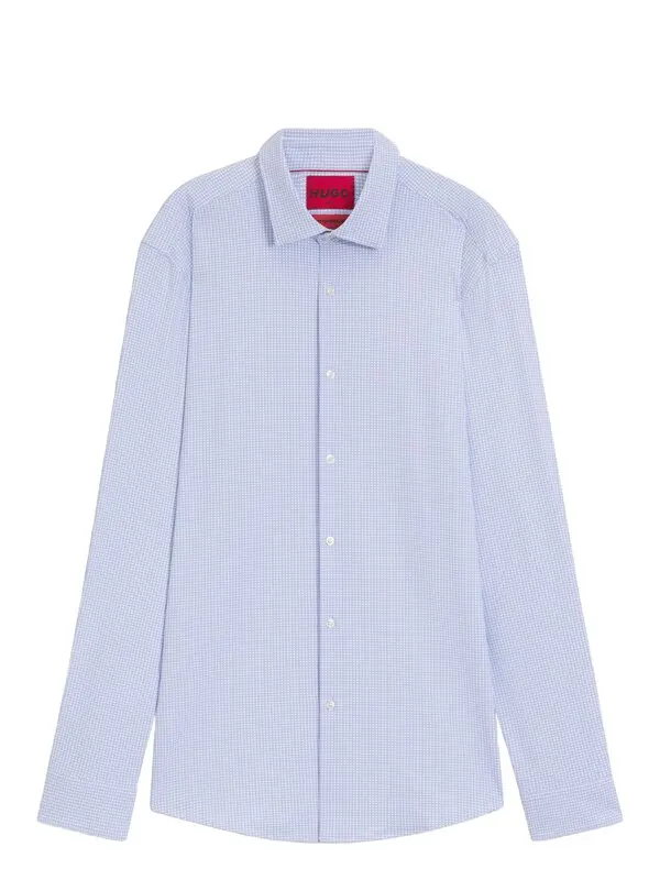 Hugo Printed Slim-fit Shirt In Performance-stretch Jersey - Light Blue