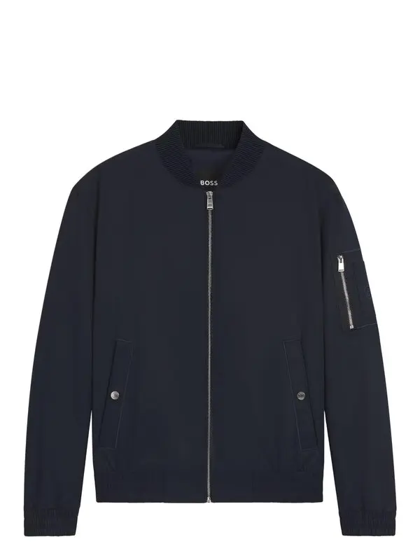 BOSS Stretch-twill Jacket With Water-repellent Finish - Dark Blue