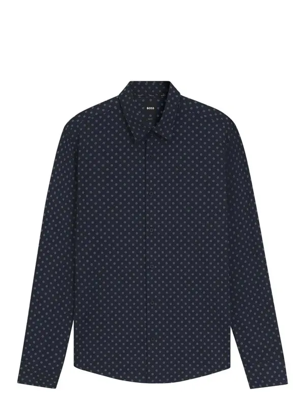 BOSS Performance-stretch Slim-fit Shirt In Italian Fabric - Dark Blue