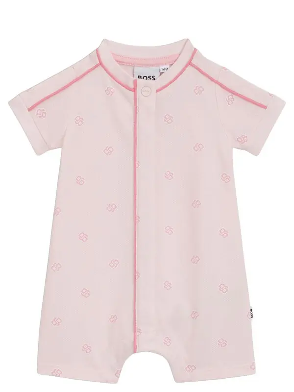 BOSS Baby Stretch-cotton Playsuit With Monogram - Light Pink