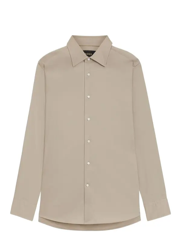 BOSS Slim-fit Shirt In Italian-made Cotton-blend Poplin - Khaki